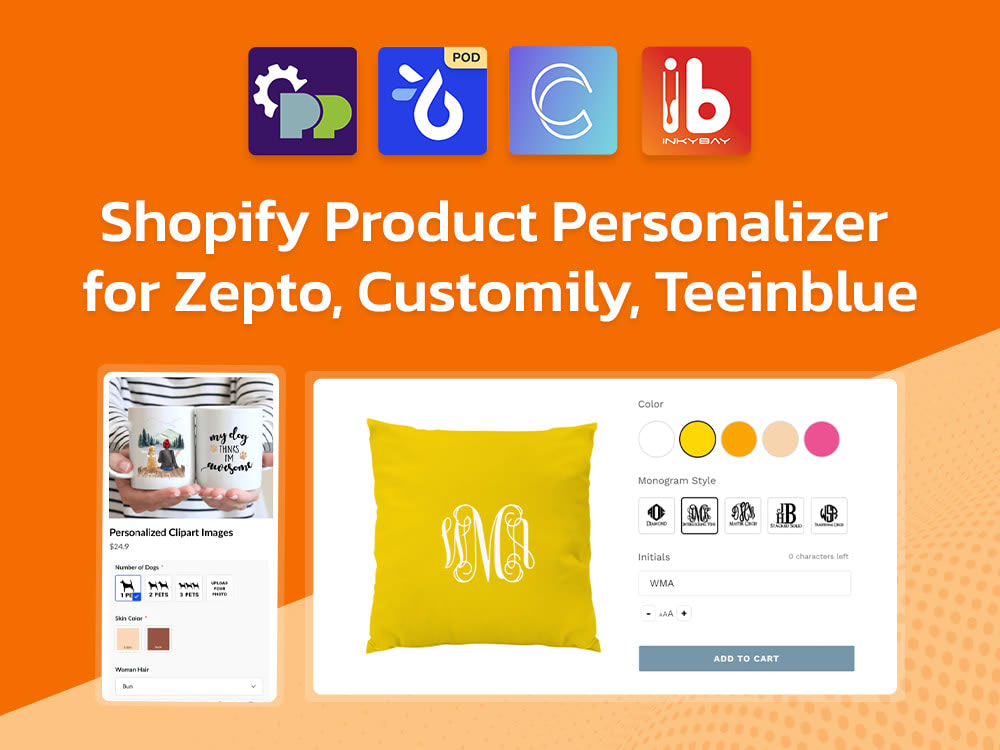Shopify product personalizer setup for Zepto, Customily, Teeinblue Apps ...