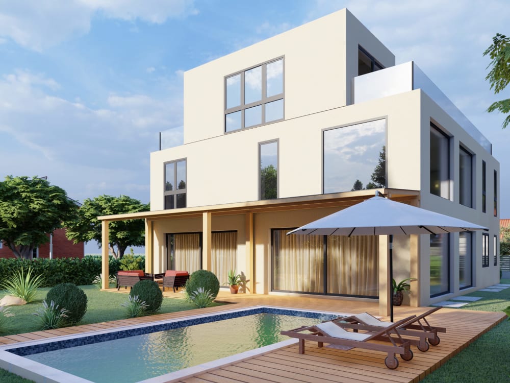 A photo-realistic rendering images exterior of your house, building ...