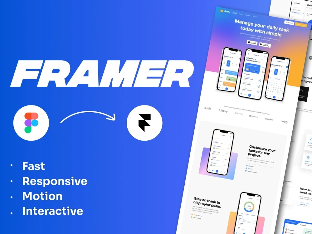 Convert figma to framer, framer motion, responsive website design | Upwork