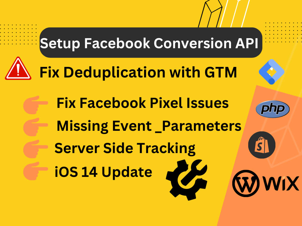 Fix meta pixel Facebook conversion API, capi with GTM, ga4 e-commerce | Upwork