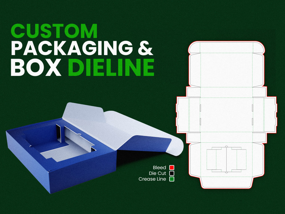 Professional custom die line box packaging design with a mockup | Upwork