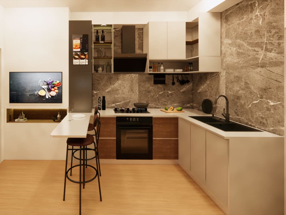 A modern 3d kitchen design, kitchen remodeling and rendering | Upwork