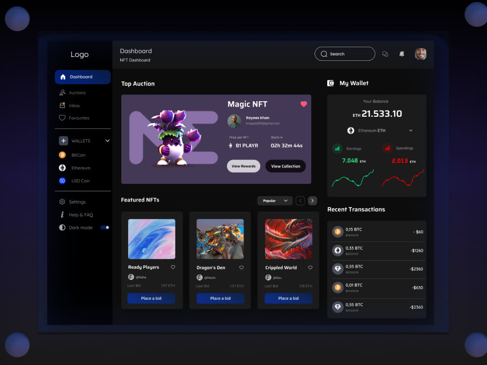 Eye catch unique dashboard design | Upwork