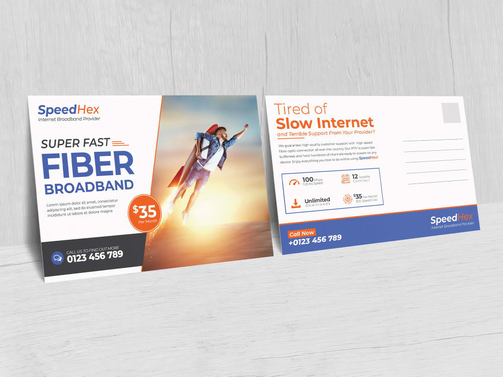 An Internet-Broadband Marketing Flyer, Postcard or Social Media Banner ...