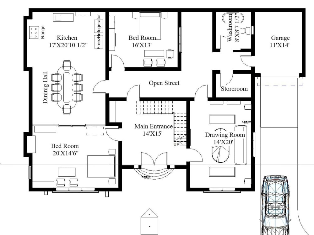 Professional architectural floorplan on CAD | Upwork