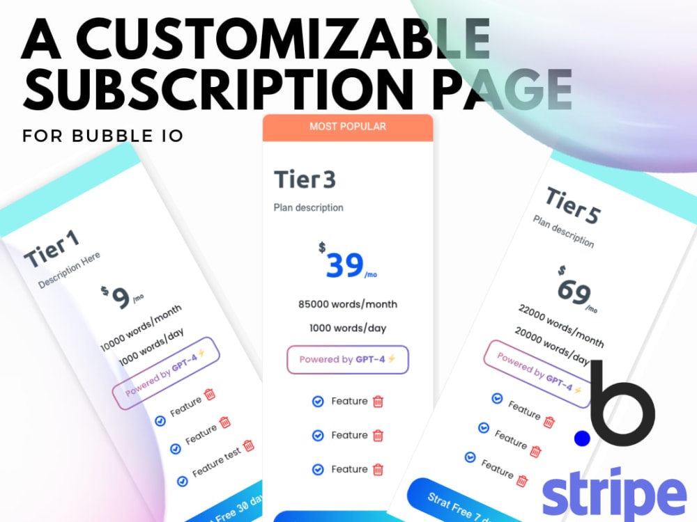 A customizable subscription page with editable options on Bubble | Upwork