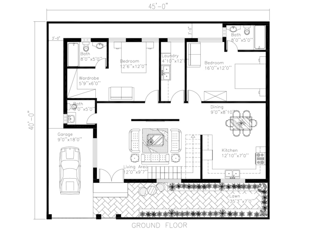 An architectural floor plan in Autocad | Upwork