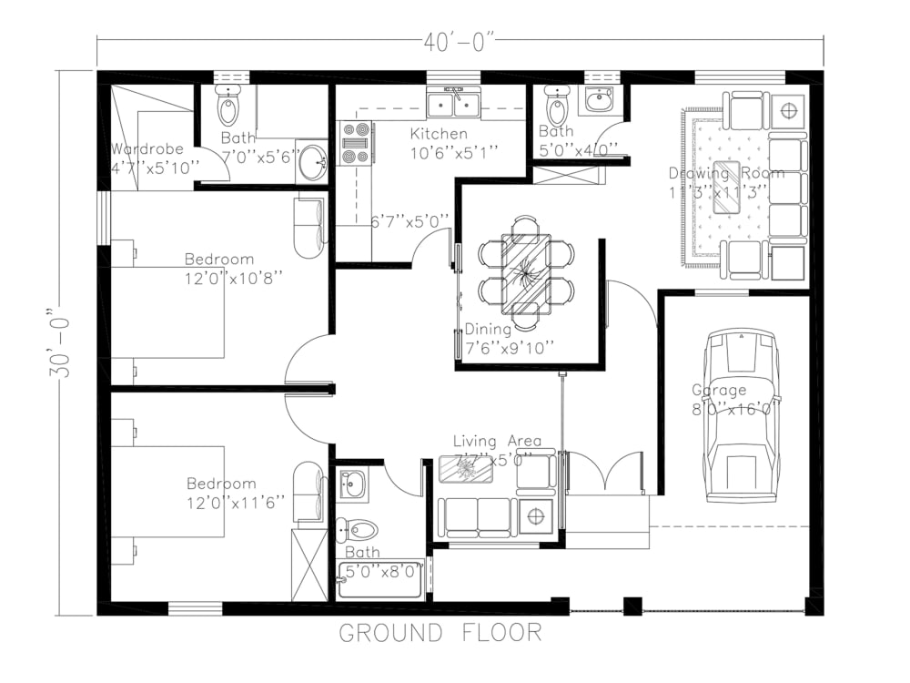 An architectural floor plan in Autocad | Upwork