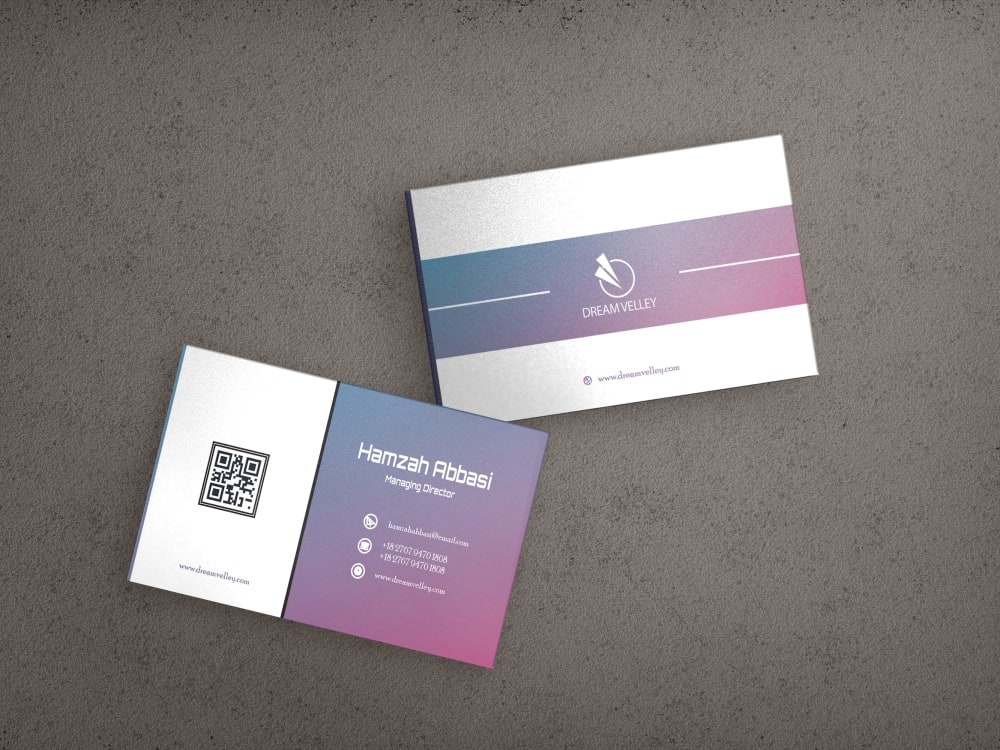 A custom business card with a qr code and letterhead | Upwork
