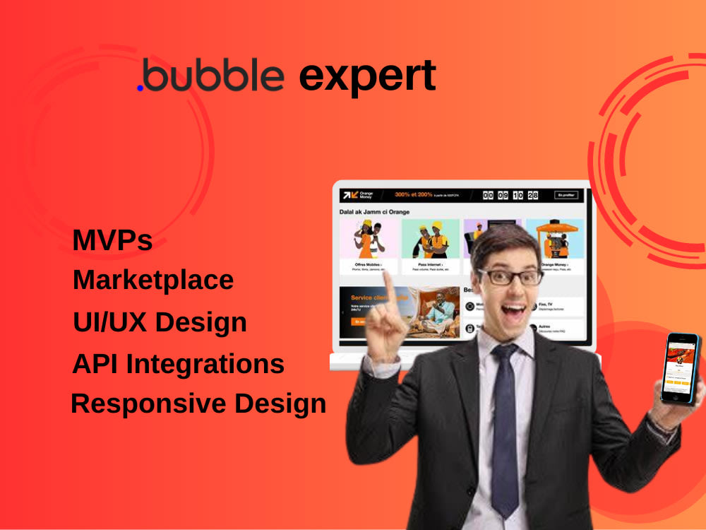 A bubble.io bubble website,Responsive design, web app MVP, API integration | Upwork