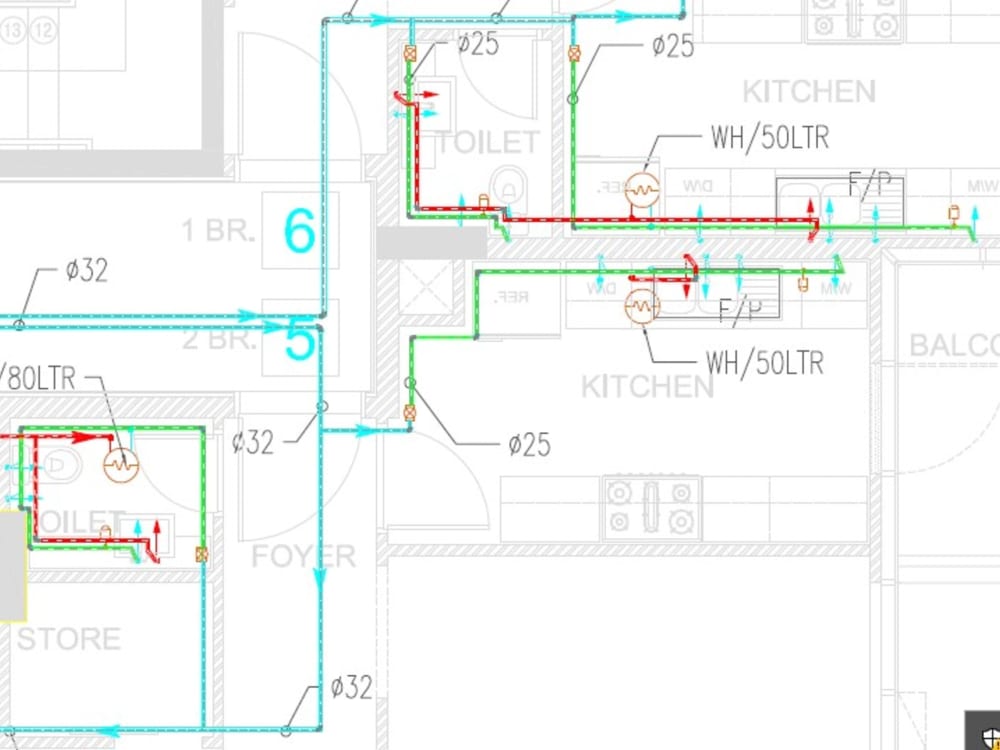 Plumbing Layout Workshop Office Building Sokolov Street, Magdiel, Hod