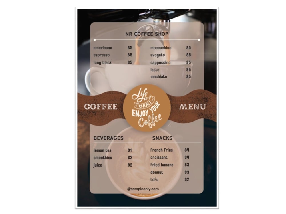 FANTASTIC FOOD MENU POSTER | Upwork