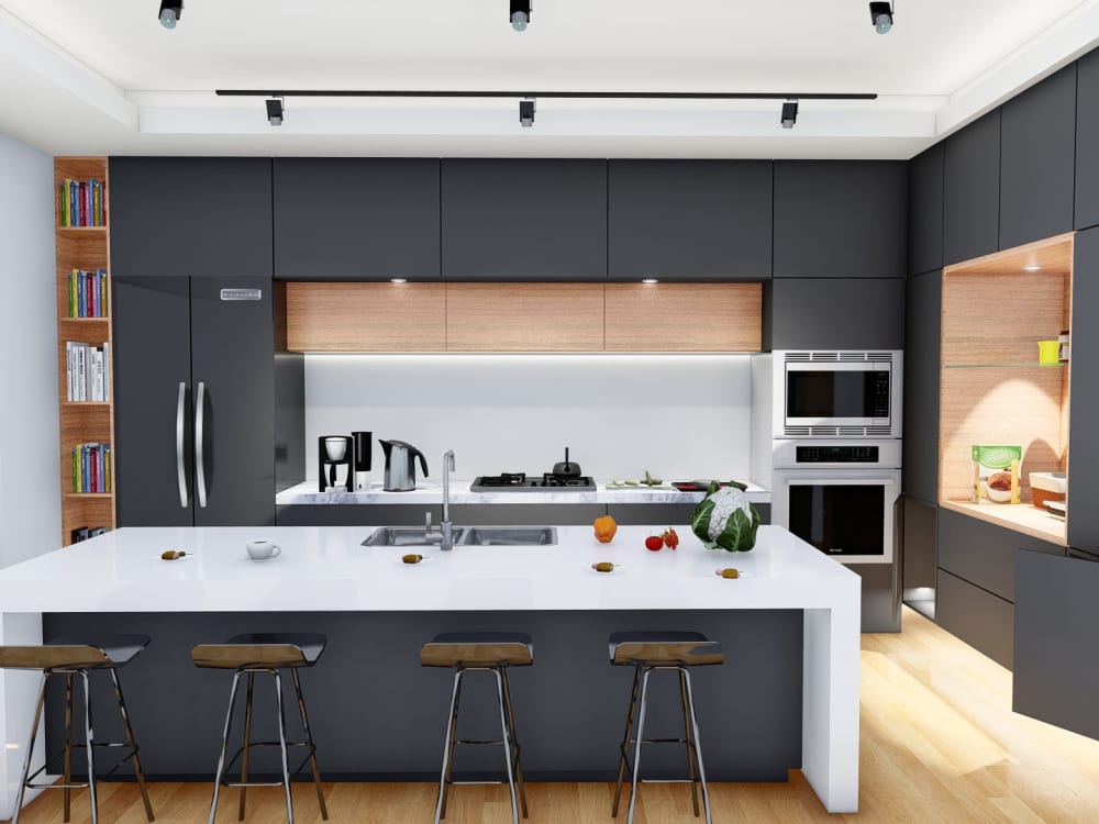Modern minimal kitchen design and 3d render | Upwork