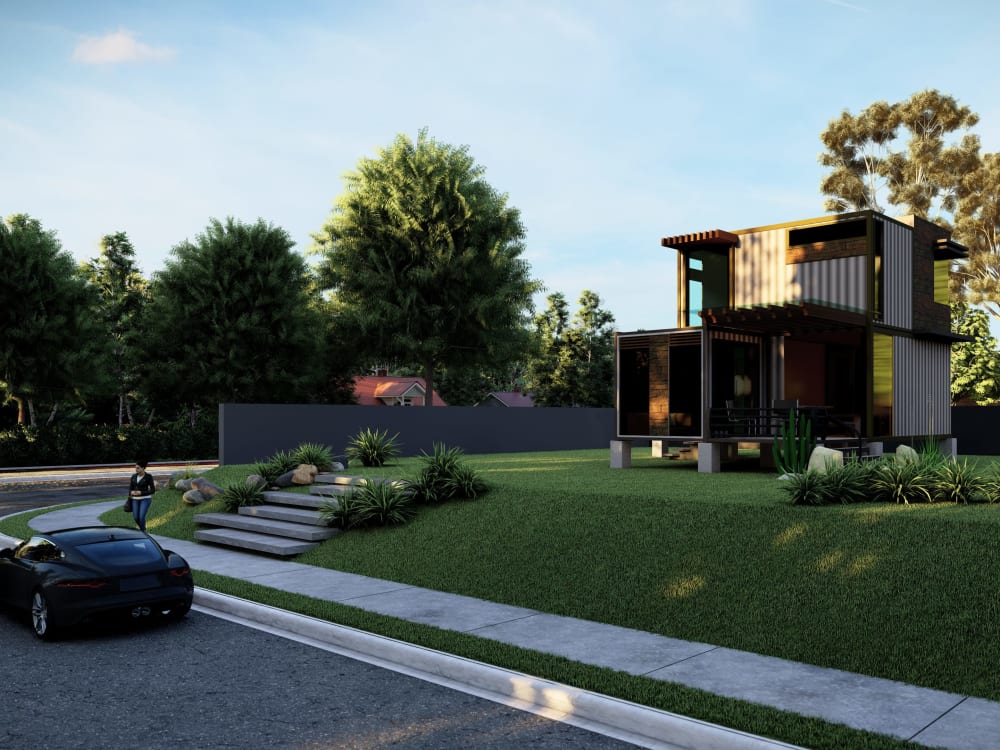 Shipping container home, restaurant and shop design with 3d render | Upwork