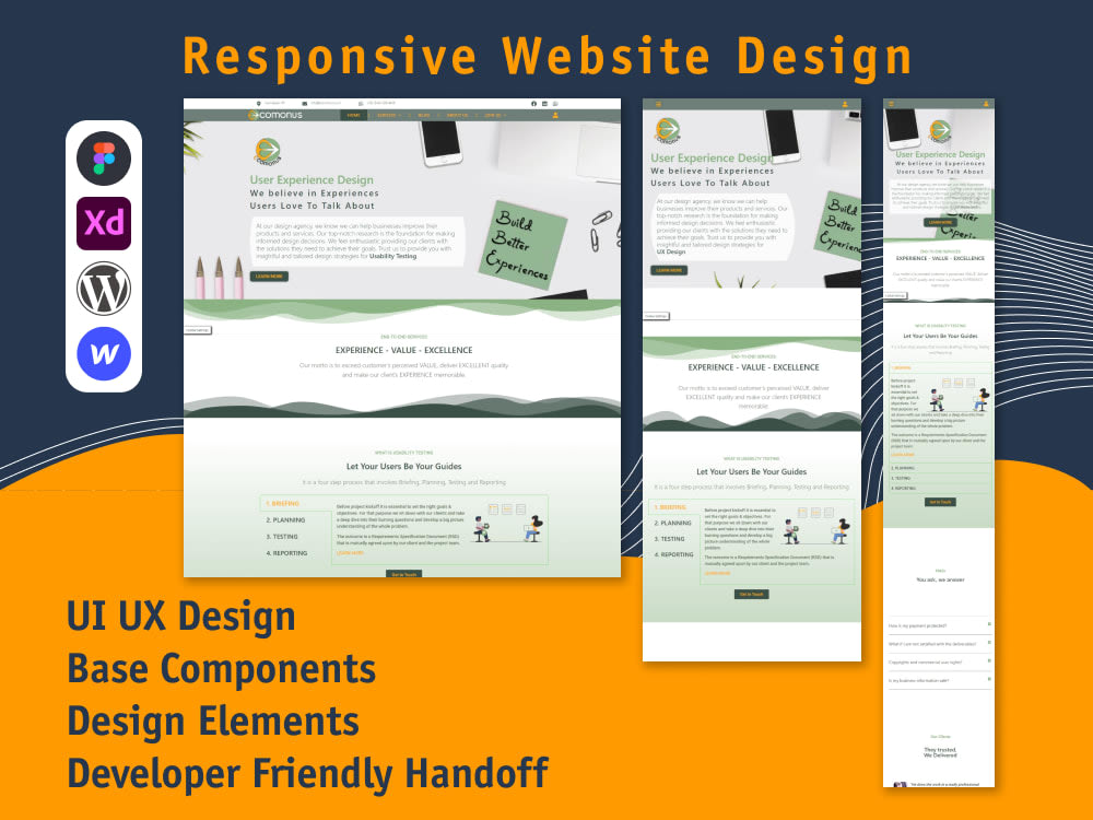 Responsive website UI UX prototype design with development assets ...