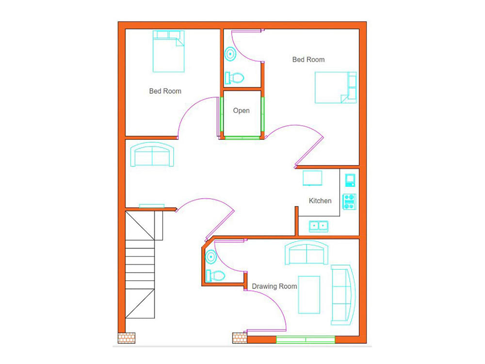 Simple 2D Floor Plan & Color Floor Plan | Upwork