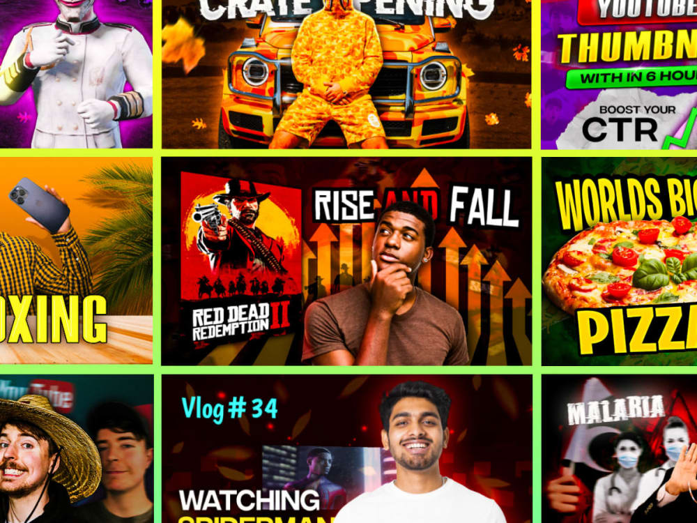 3 attractive thumbnails only in 10 dollars. | Upwork