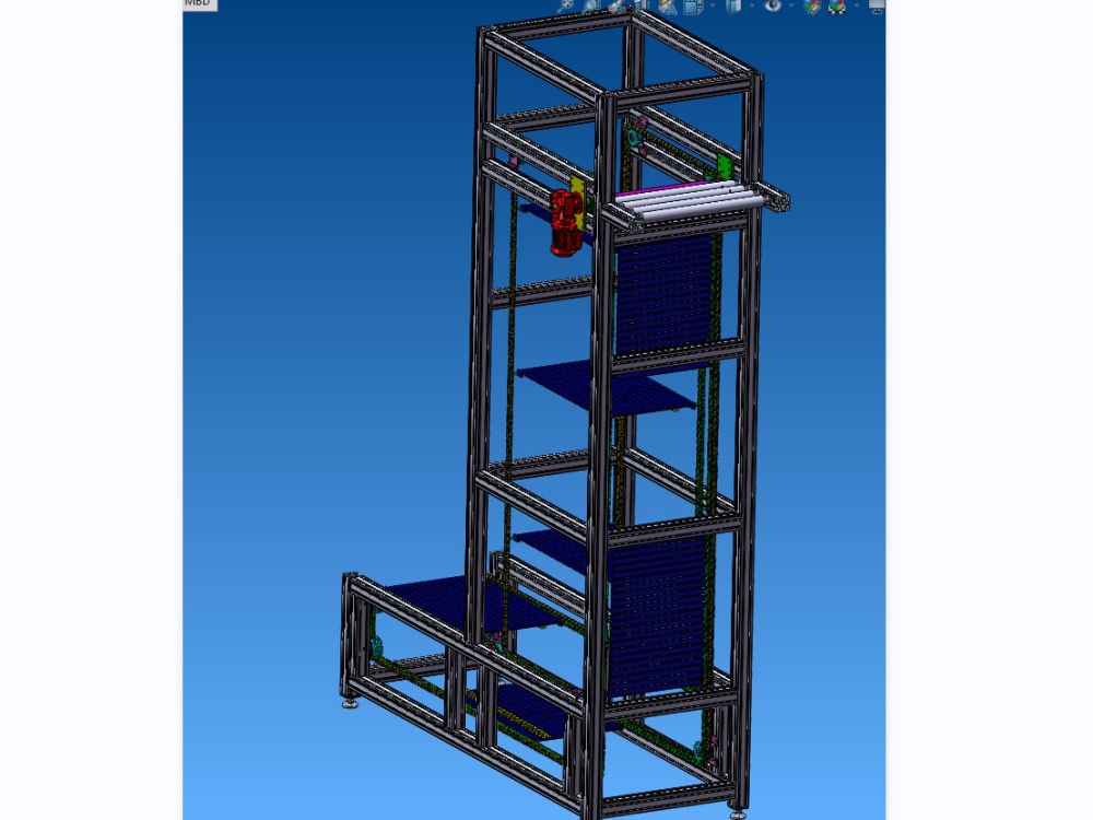 Z-type elevator (reciprocating vertical elevator) Solidworks | Upwork
