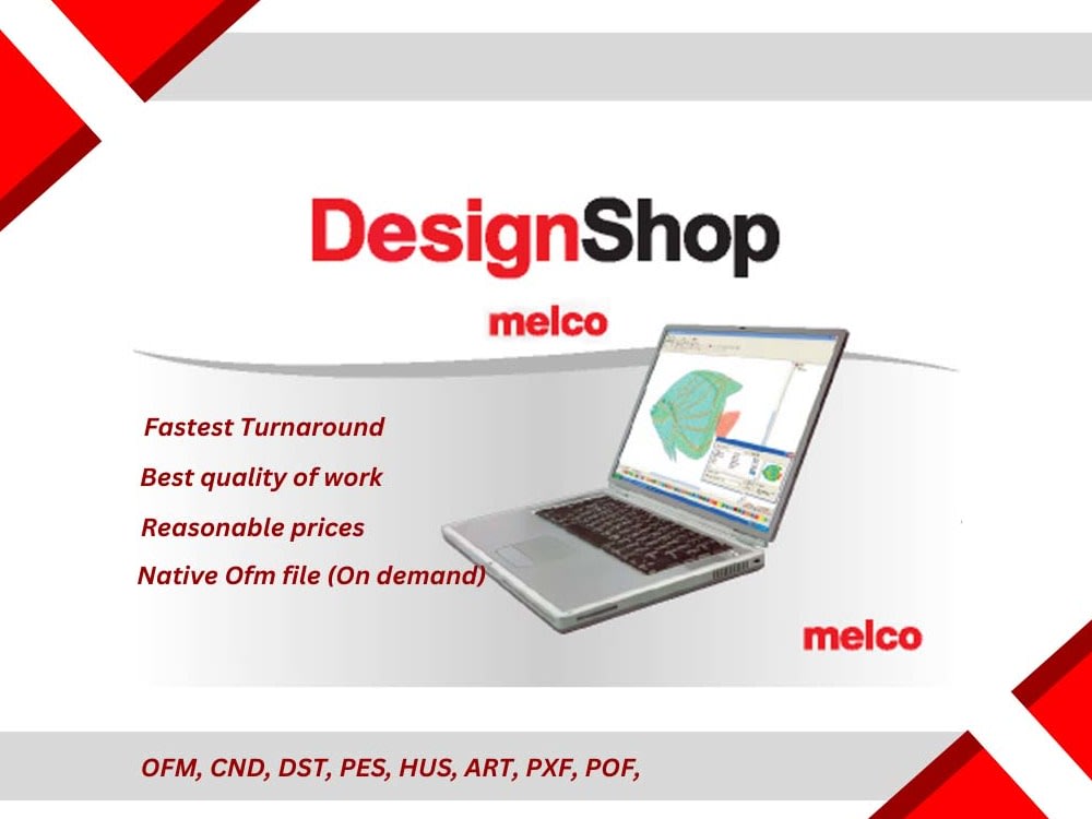 Embroidery digitizing in Melco, Software with native OFM, file | Upwork