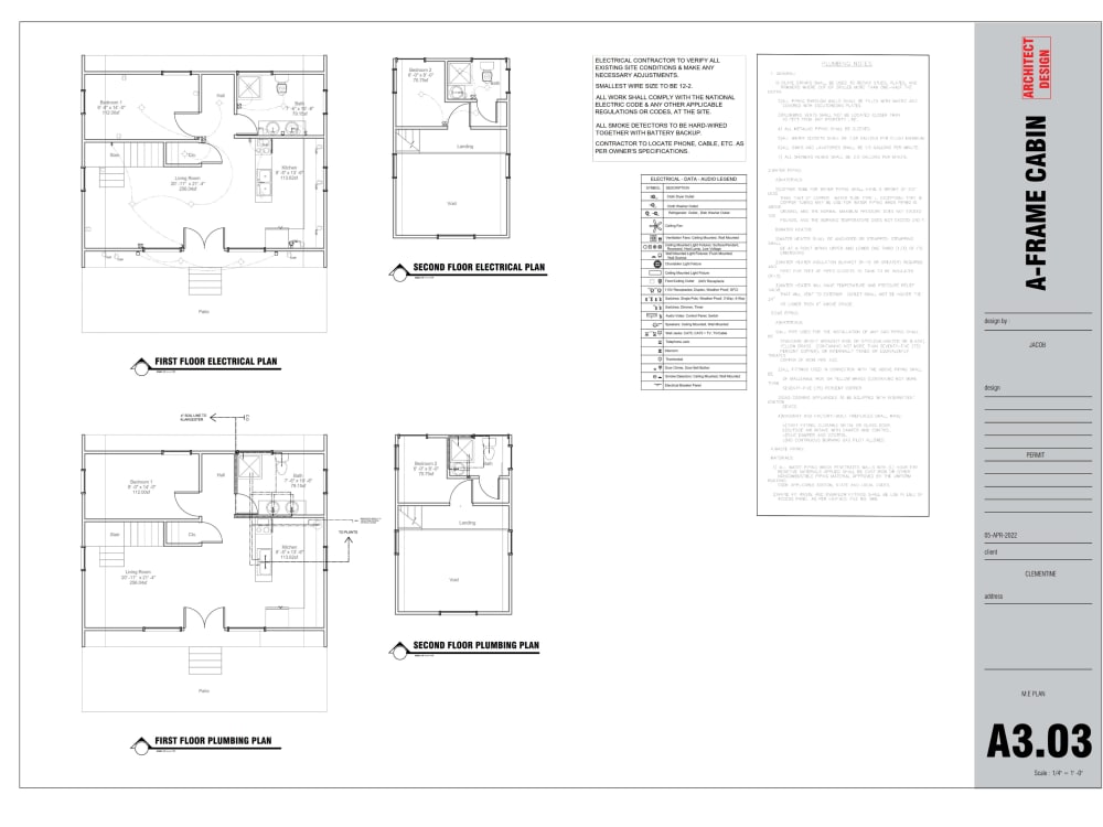 A high detailed A-Frame Cabin Home Structure Design approved document ...
