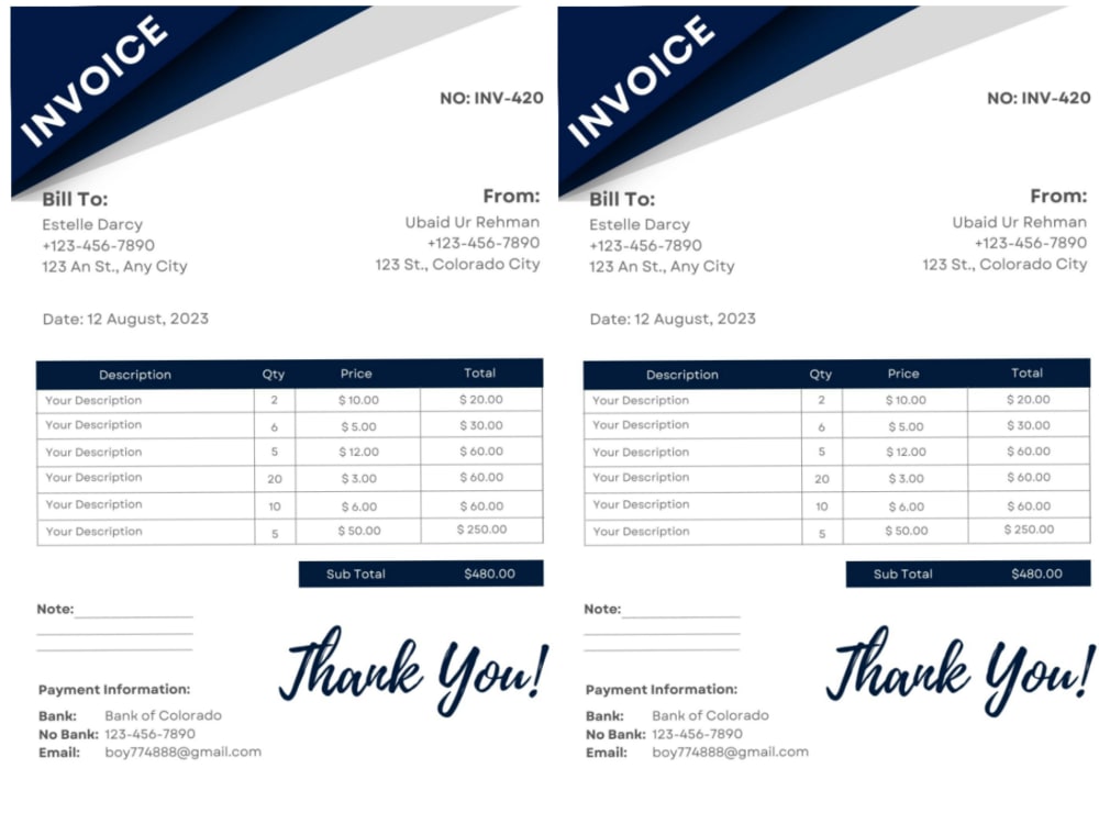 Quick & Easy Invoice Template | Upwork