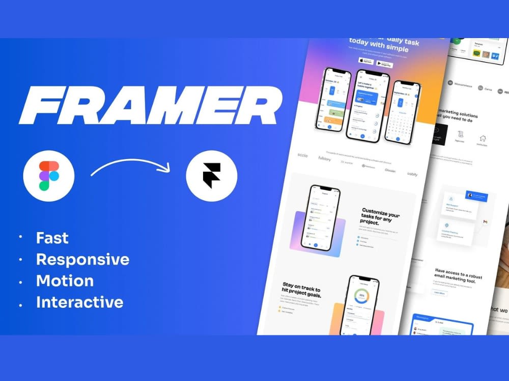 To convert figma to framer, framer motion, responsive website design ...