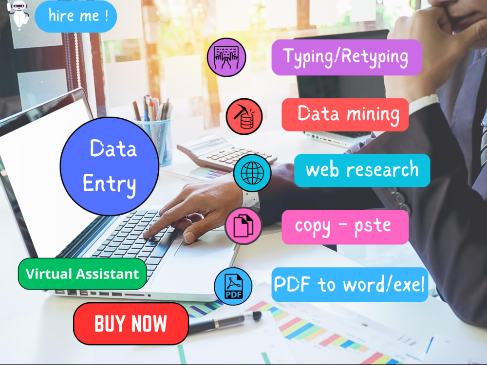 Virtual assistants for data entry, pdf, typing, copy-pest type work | Upwork
