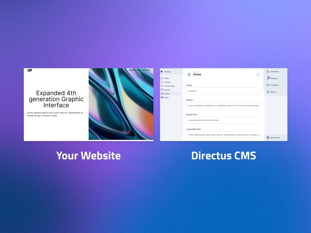 A custom website developed with Next and Directus CMS | Upwork
