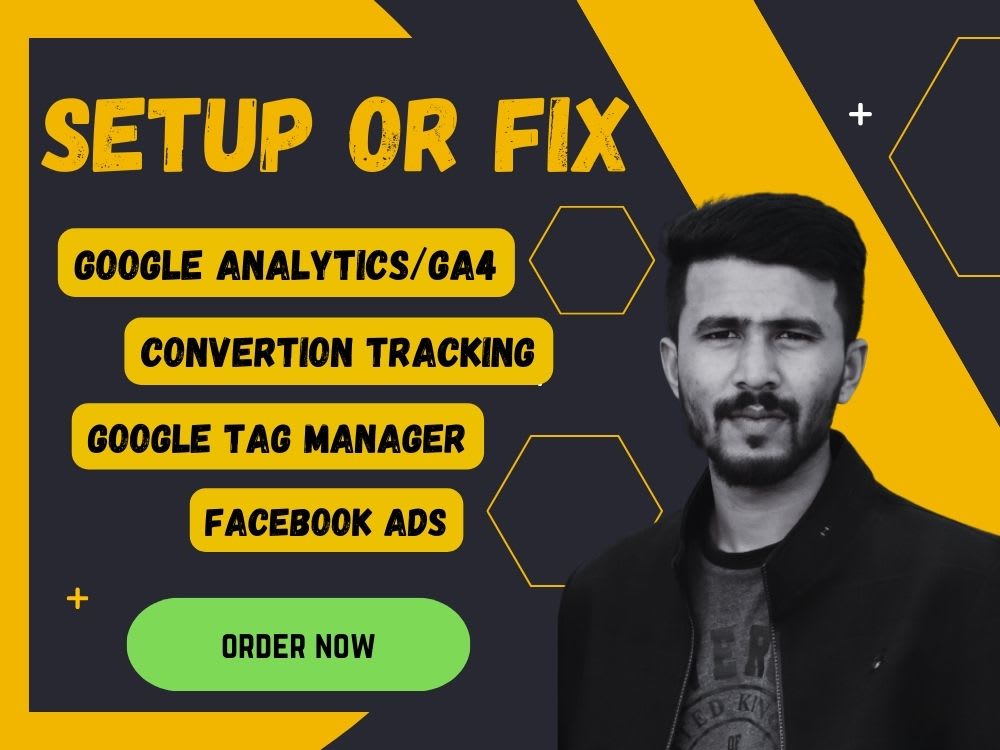 Setup or fix google analytics4, gmc, gtm, ga4, facebook pixel, ppc | Upwork