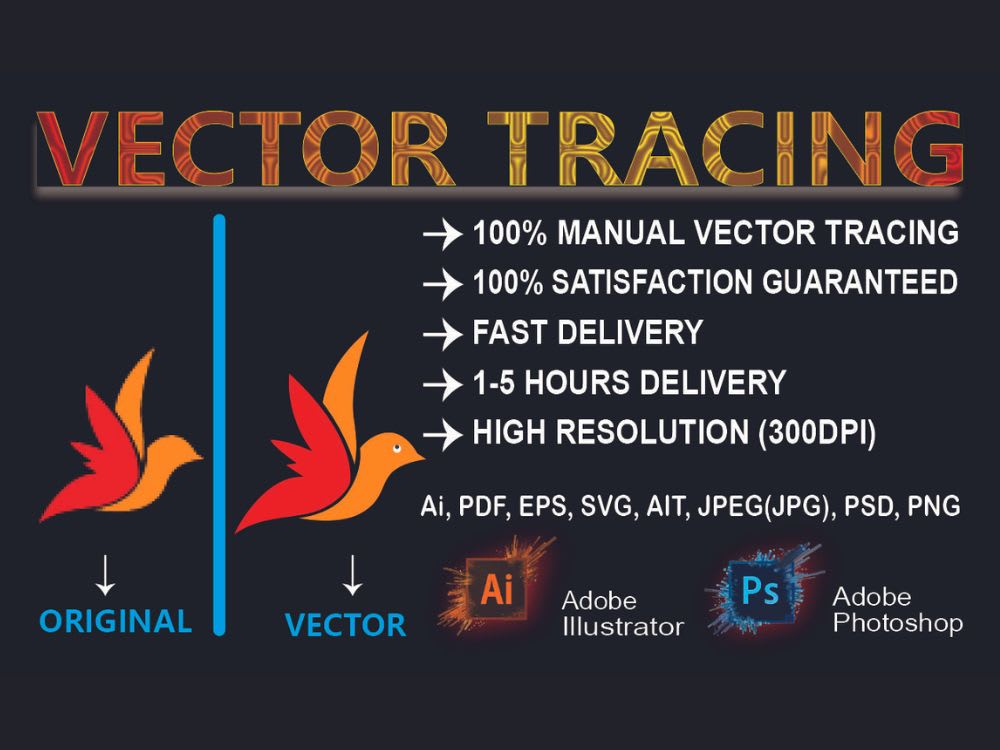 Vector tracing, raster to vector work in 1 hour | Upwork
