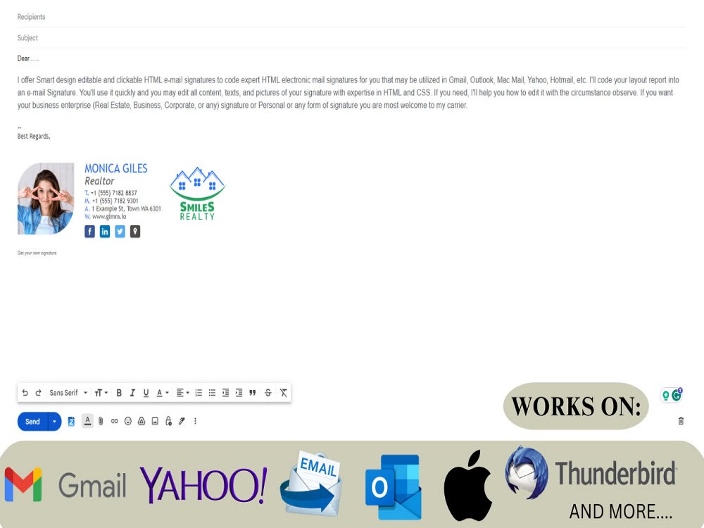 Smart design editable and clickable HTML email signatures | Upwork