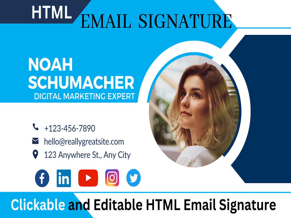 Smart design editable and clickable HTML email signatures | Upwork