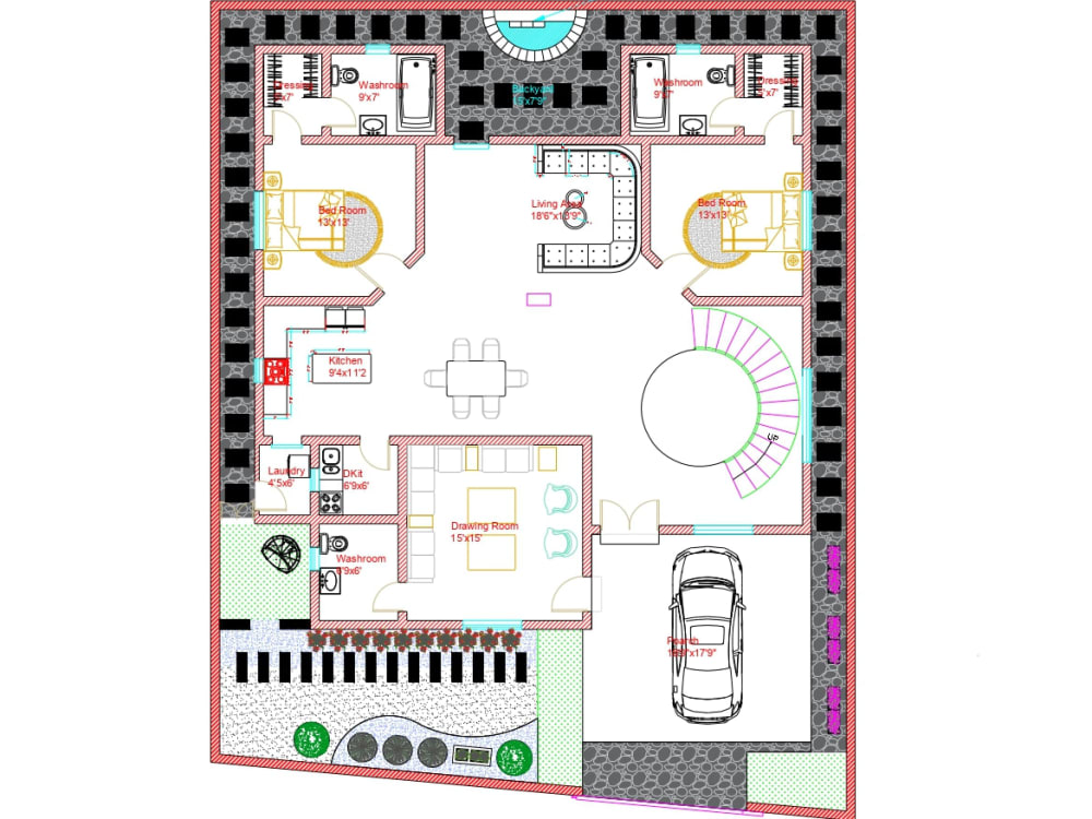 A 2d plan of your area with detailed drawings and elevation. | Upwork