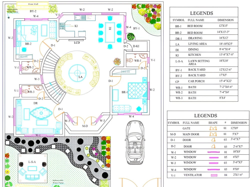 A 2d plan of your area with detailed drawings and elevation. | Upwork