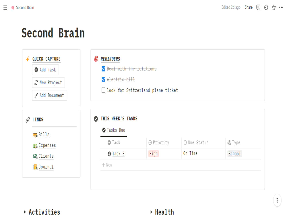 A second brain notion template | Upwork