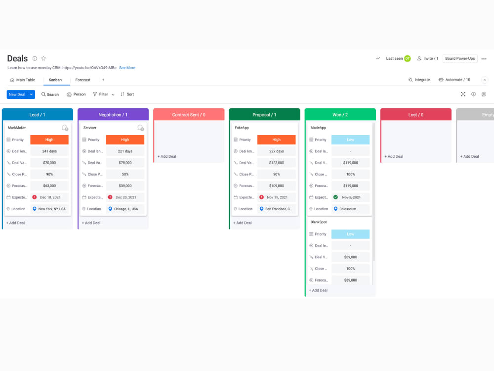 Project Management Boards Automation Integration Monday Crm Upwork