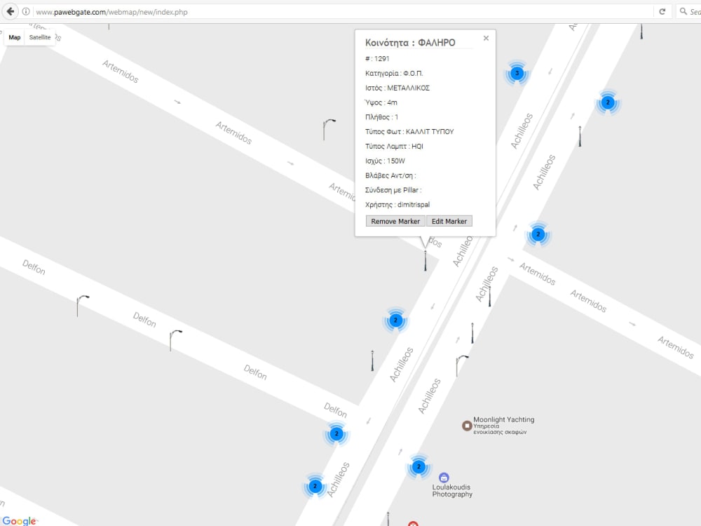 An online map with Google Maps API, online gis, mobile app with maps ...