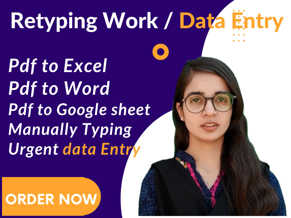Urgent data entry, pdf conversion to microsoft excel, word, google ...