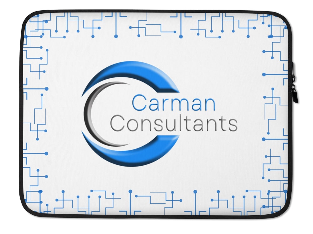 A custom laptop sleeve design with a sample of the finished product ...