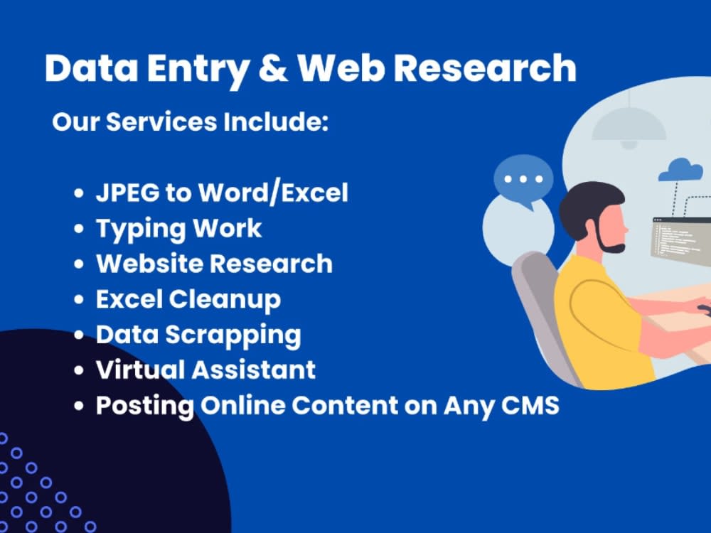 Any type of data entry and website research work | Upwork