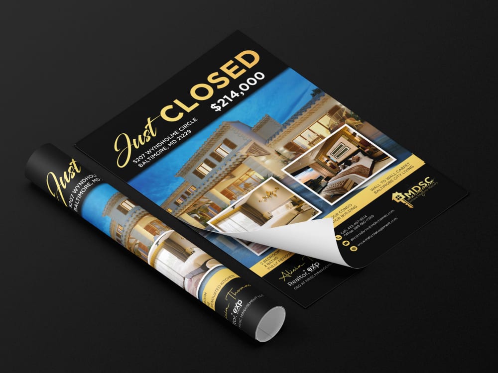Custom real estate open house just sold property flyer design | Upwork