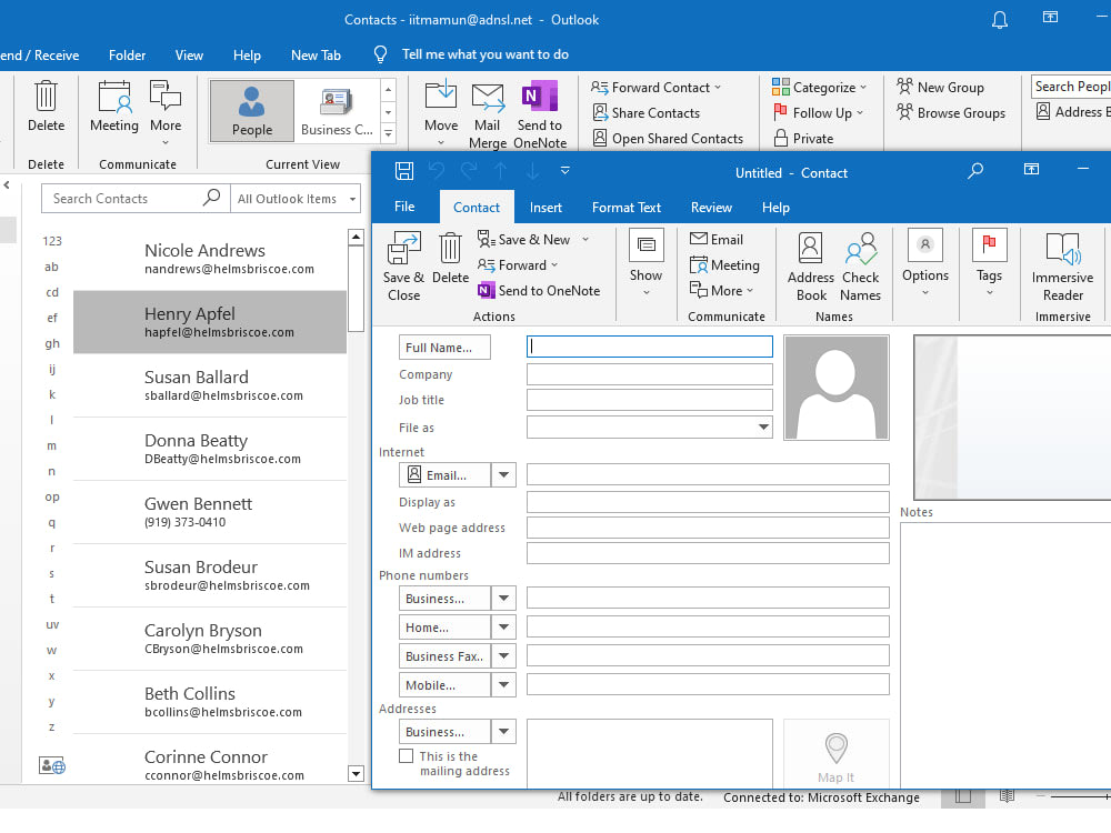 Outlook Contact list in pst | Upwork