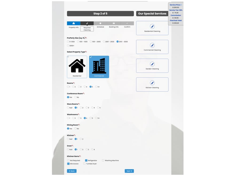 Price Quotation & Booking Request PHP Multi-Step Form For Cleaning Services | Upwork