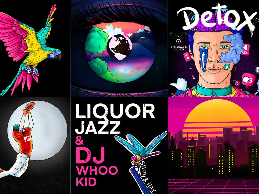 An illustrated album or single cover | Upwork