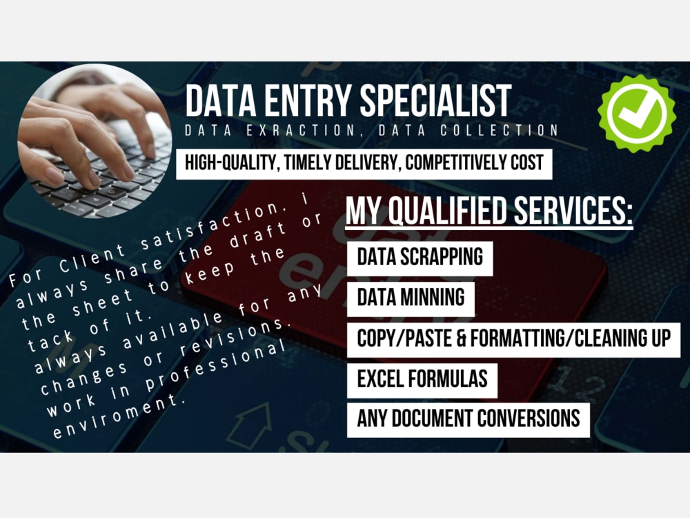 A flawless data entry work with timely delivery. | Upwork