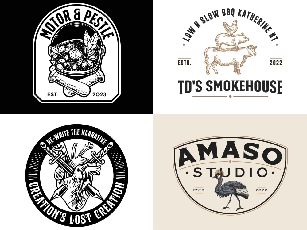 Unique illustrative for your business with detailed logo design | Upwork