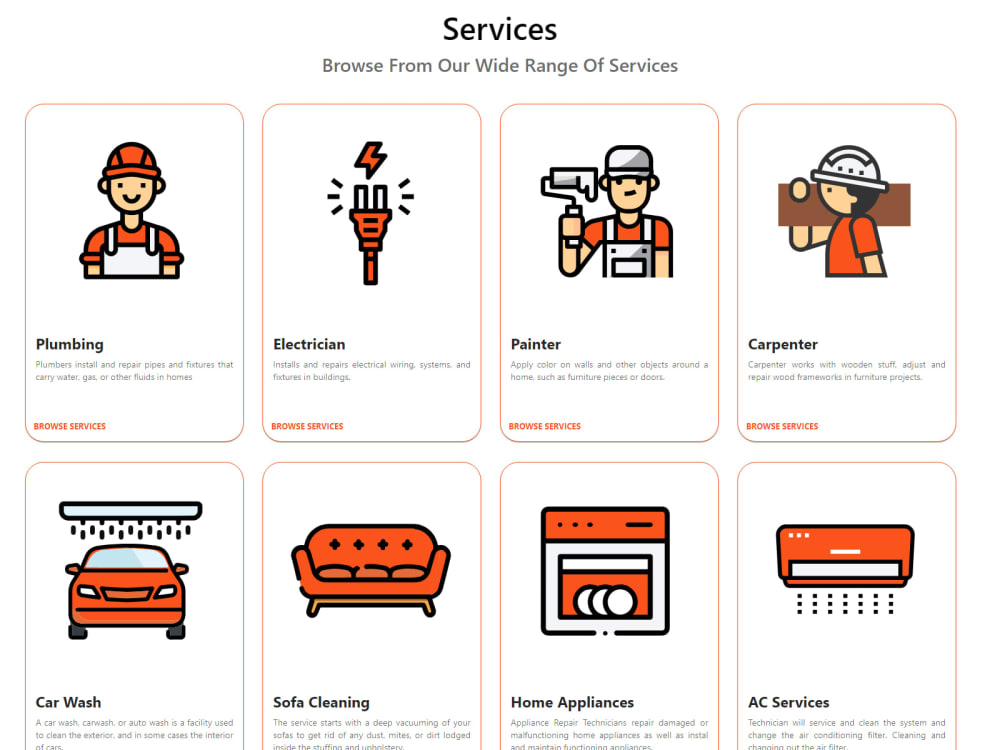 Components/Pages built with React.js Library | Upwork