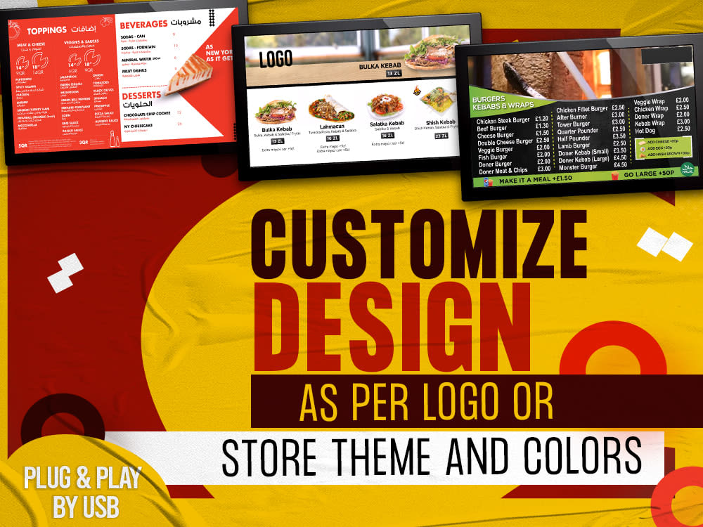 Mediterranean restaurant digital menu board or tv menu board design ...