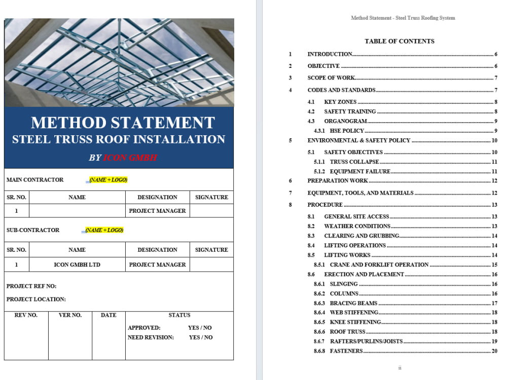Work methodology, method statement, hse n risk assessment reports | Upwork