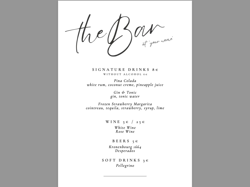 Personalized, aesthetically pleasing menus or welcome cards | Upwork